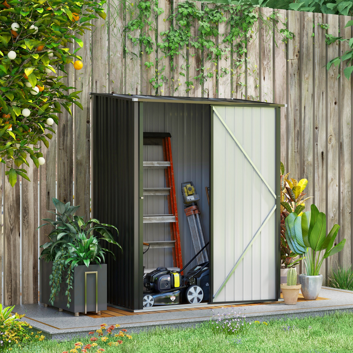 Garden Shed Deluxe: Weatherproof Storage with Wide Double Doors– 1shopstop