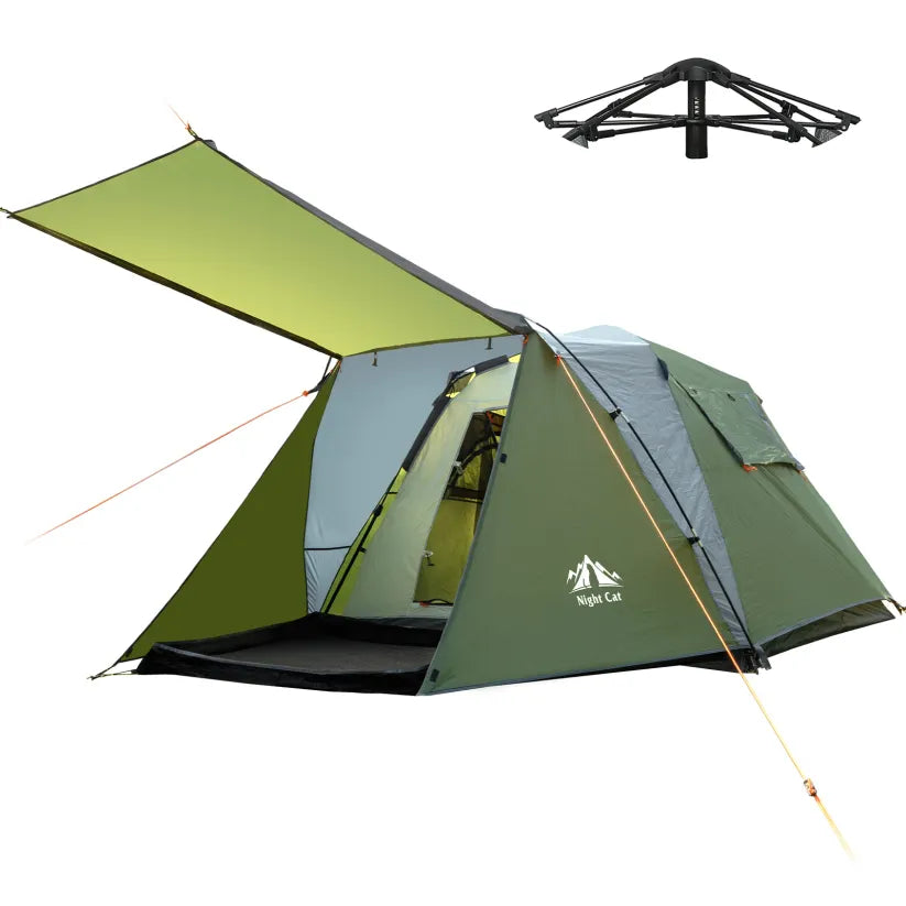 Night Cat 3-Person Pop-Up Cabin Tent with Porch– 1shopstop